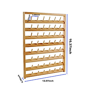 NW 48-Spools Wooden Thread Holder Sewing and Embroidery Thread Rack and Organizer Thread Rack for Sewing with Hanging Hooks for Wall
