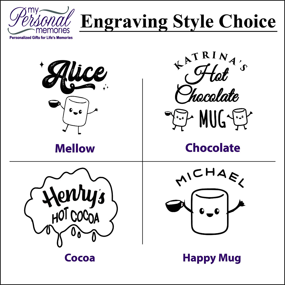 Custom Personalized Premium Kids Hot Cocoa and Hot Chocolate Mug for Boys, Girls, Mom and Dad (Silver)