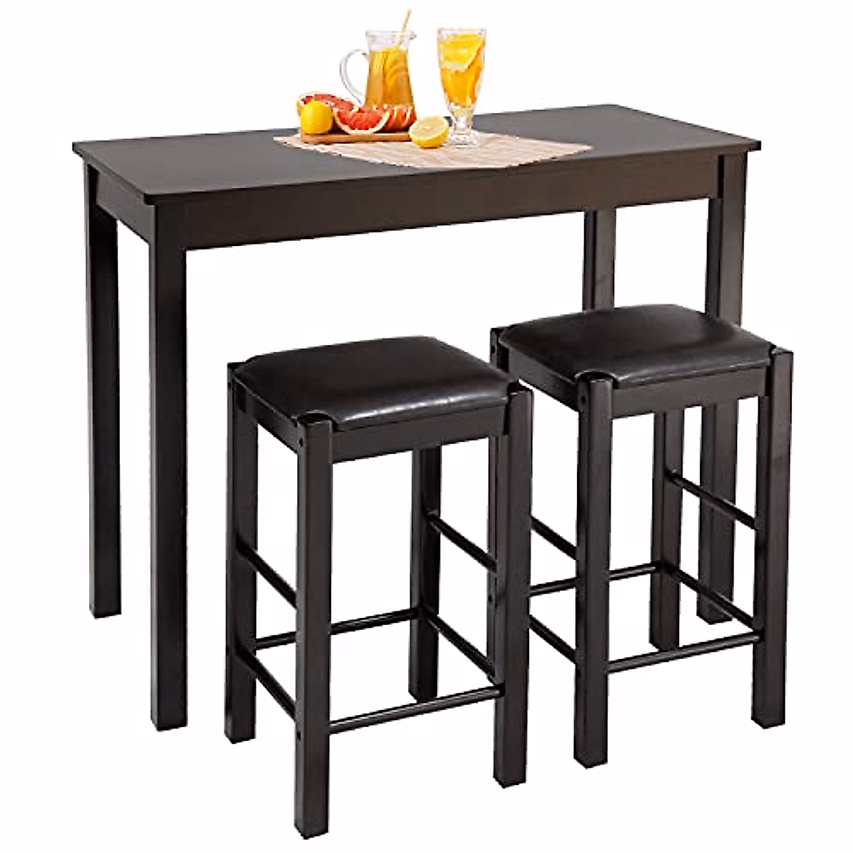 Dining Room Table Set for Small Spaces Furniture Set for Kitchen, Bar,Solid Wood Counter-Height Set Include 2 stools Kitchen Table Dining Table Set Bistro Table Set bar Table and Chairs Set