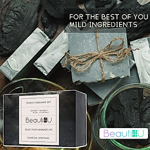 BEAUTI4U 2LB Soap Base - Charcoal Soap Making Supplies with Soap Making Kit - Melt and Pour Soap Base - Melt and Pour Soap Kit -Organic Soap Base for Soap Making