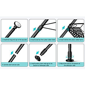 Kadolina Bathroom Hanging Shower Organizer, 4 Tier Corner Shower Caddy Tension Pole