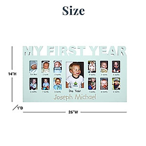 Let's Make Memories Personalized Baby's First 12 Months Photo Frame- New Parents- Newborn- Nursery - Pink