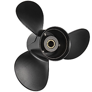 Qiclear 9.9 x 13 Pitch 48-896900A40 10 Spline Tooth Upgrade OEM Aluminum Boat Outboard Moto Propeller for Mercury Engines 25-30HP/ Tohatsu Nissan 3R0B645270 9 7/8x13 2-1/2" Gearcase,Rh