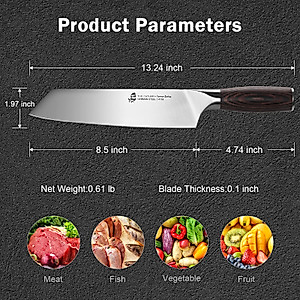 TUO Kiritsuke Knife 8.5 inch - Kiritsuke Chef Knife Vegetable Meat Cleaver Japanese Kitchen Knives - German HC Stainless Steel - Ergonomic Pakkawood Handle with Gift Box - Osprey Series