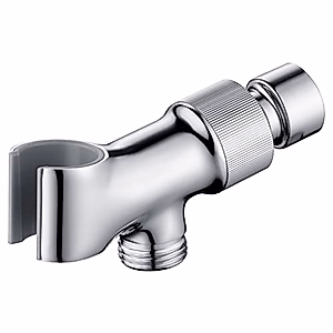 Metal Shower Head Holder for Hand Held Showerhead, Adjustable Shower Arm Mount for Connecting Shower Arm and Shower Hose, Shower Arm Adapter Wand Bracket with Swivel Ball Connector (‎Polish Chrome)