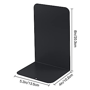 Book Ends, Bookends for Shelves, Home, Office, Heavy Duty Metal Book Stopper for Books, Metal Bookend Supports, Modern Minimalist Style Decorative Bookend, Black(4Pair/8Pcs)