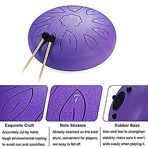 Ranch Steel Tongue Drum 12 Inches 11 Notes Handpan Drum C Key Percussion Instrument Hand Drum for Beginners Easy to Learn Tank Drum with Bag, Mallets, Music Book, Note Stickers, Finger Picks