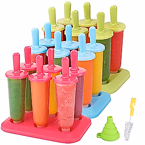 Popsicle Molds 3 Sets Ice Pop Molds Ice Pop Maker with Funnel and Brush, 3 Colors