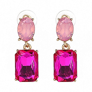 Statement Earring Shinyopal Crystal Stud Earrings Women 3 Colors Natural Stone Jewelry Hot Pink