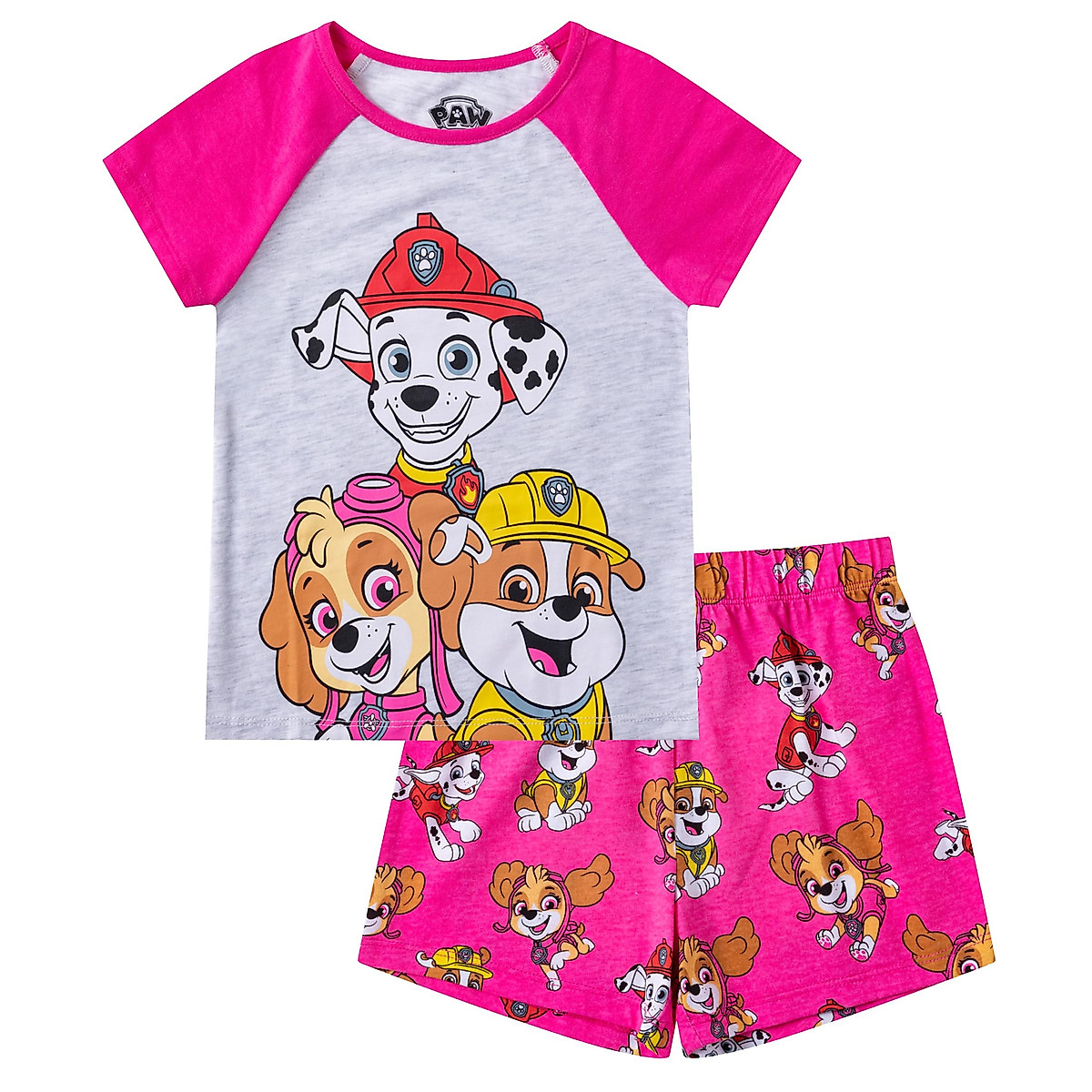 Nickelodeon Paw Patrol Girls Short Sleeve T-Shirt and Shorts Set for Toddler and Little Kids