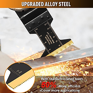 Aocoom 16 pcs Titanium Oscillating Saw Blades for Metal Cutting - Universal Multitool Blades for Hard Materials, Metal, Nails, Wood, Plastic - Multi Tool Blades Kits Fit Dewalt Bosch Milwaukee Ryobi