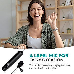 Movo LV4-C Cardioid XLR Lavalier Microphone Phantom Power with Metal Lapel Clip and Windscreen Accessories - Great External Lav Mic for Music, Podcast, Live Stream, Filming or YouTube Recording