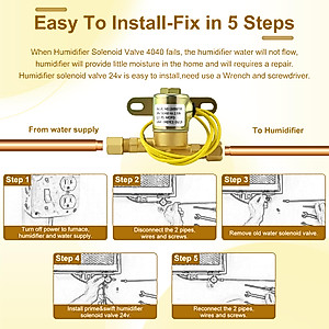 4040 24Volt Humidifier Solenoid Vavle Brass Air Valve By prime&swift Fit for Humidifier Replaces 400 500 600 700 600M 700M 768 760A 550 568 560A 560
