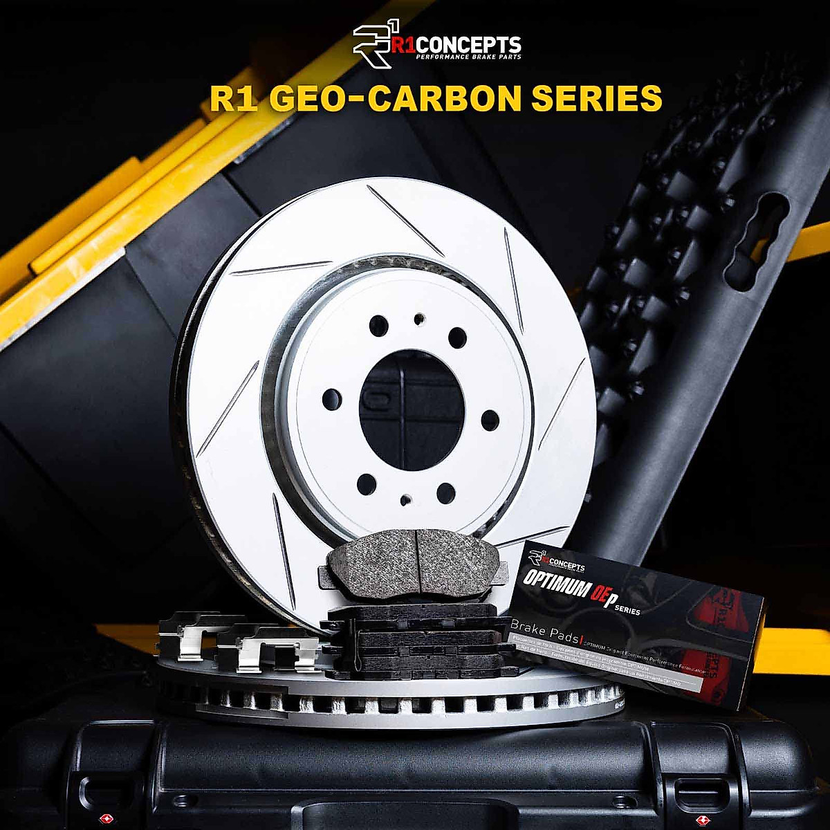 R1 Concepts Rear Brakes and Rotors Kit |Rear Brake Pads| Brake Rotors and Pads| Optimum OEp Brake Pads and Rotors| Hardware Kit WLUH1-67196