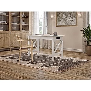AFI 48" Solid Wood Writing Desk - Sturdy X Design - Home Office Desk with Drawer, Laptop Computer Work Study Table with USB Charger White