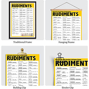 CORANGE Rudiment Chart Poster, Drum Chart Poster for Drummer Beginner, Drum Rudiment Poster, Music Wall Decor for Drummer, Drummer Boy Set, Snare Chord, Drum Knowledge Poster Chart.