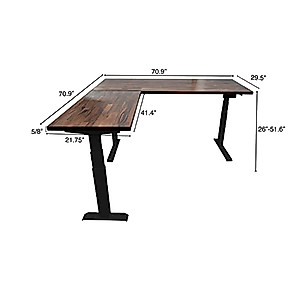 S STAND UP DESK STORE Triple Motor Electric L-Shaped Corner Standing Desk with EZ Assemble Frame (Black Frame/Solid Walnut Top, 71 inch W x 71 inch D)