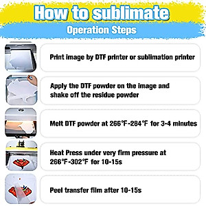 Yamation DTF Transfer Film and Powder for DTF Sublimation Printer, 8.3×11.7 inch 15 Sheets DTF PET Film Sheets and 8.8oz White Hot Melt Adhesive Direct to Film for T-Shirt