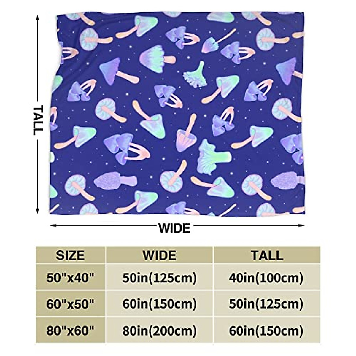 shangtiezao Magic Mushroom Blanket Throw Blanket Lightweight Blanket Flannel Blanket for Sofa Couch Bed, Super Cozy and Comfy for All Seasons 50"X40" Navy Blue