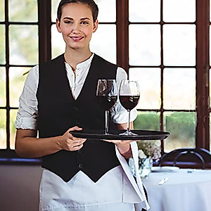 TOPZEA 3 Pack Restaurant Serving Trays, 11" Food Serving Tray Round Fiberglass Tray Non Slip Food Service Trays Platters for Restaurant, Parties, Breakfast, Cafe, Bar, Black