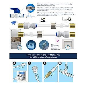 EZRODI All-in-One Ice Maker Water Line kit Do-It-Yourself Fridge Water Line Connection Kit, Clear, 1/2 inch Cold Water Supply Line