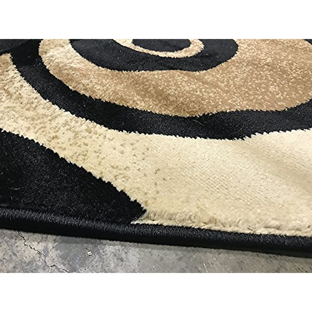 Bellagio Modern Octagon Contemporary Area Rug Black Swirl Design 341 (4 Feet X 4 Feet )