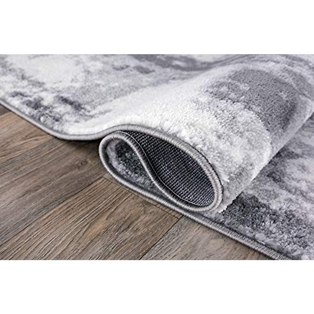 Rugshop Contemporary Abstract Distressed Area Rug 7'10" x 10' Gray