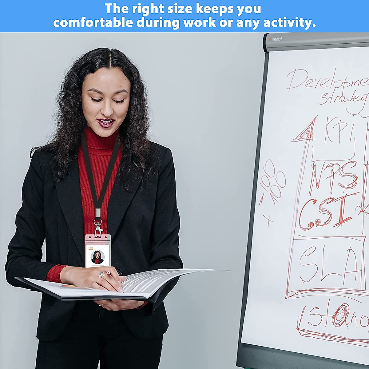 ID Badge Holder with Lanyard, 10 Sets Clear Name Badge Holder 4.5x2.6 Inches, Name Tag Holder with Waterproof Resealable Zip for Business School (Vertical)