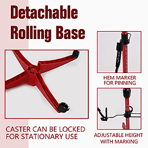 PDM WORLDWIDE Adjustable Dress Form Mannequin for Sewing Female Size 6-14, Pinnable Body Form with 13 Dials, Detachable Rolling Base, 42.5"-60" Height Range for Clothing Display, Small to Medium