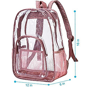 Clear Backpack, Transparent Bookbag Heavy Duty See Through Backpacks for Women - Pink