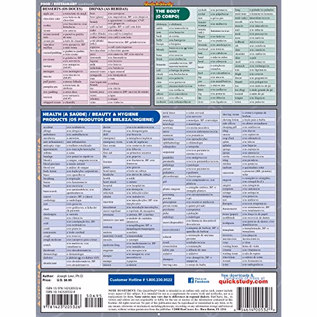 Portuguese Vocabulary QuickStudy Laminated Reference Guide (QuickStudy Academic)