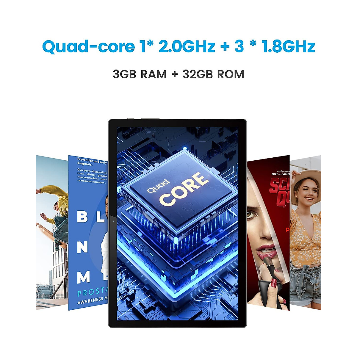 Tablet 10.1 inch Android 4G LTE Phone Tablet with 3GB RAM & 32GB Storage, 5MP & 8MP Cameras, Quad core 2.0GHz, Dual SIM Cards Slot, 6000mAh, Metal Body, T10 Pro Tablet…