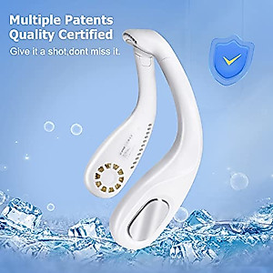 Homepeaz Portable Neck Fans, Wearable Fan Back Of Neck with Unique Back Motor, Bladeless Rechargeable Neck Cooler, Leafless Hanging Personal Fan AC USB Battery Operated…
