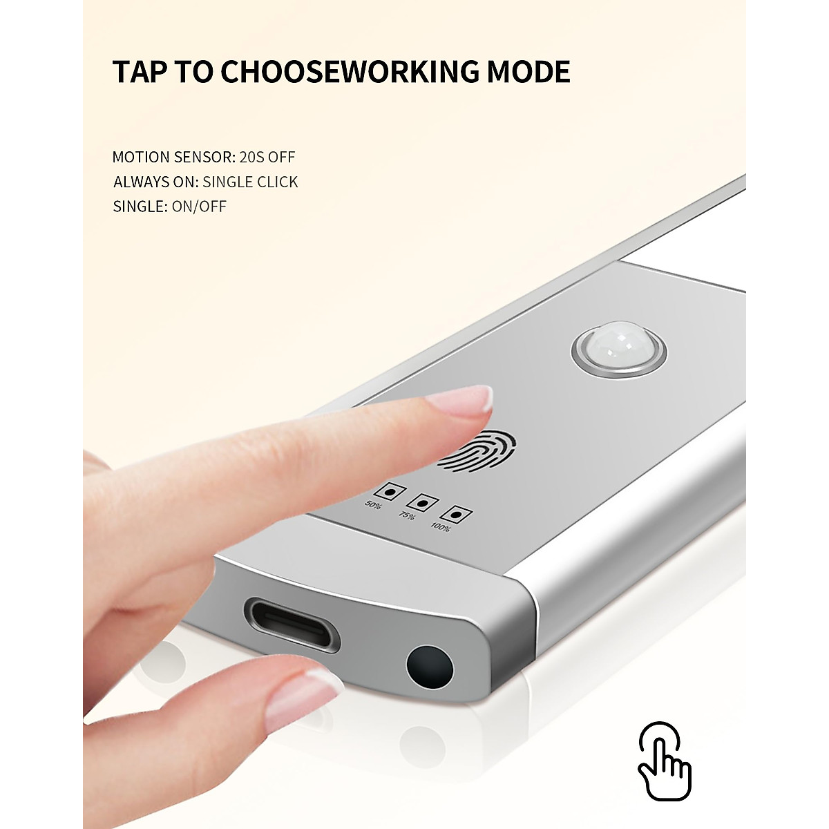 44-LED Motion Sensor Cabinet Light - USB Rechargeable, Under Counter Closet Lighting for Kitchen Night Lights - Battery Powered, Uniform Light for Wardrobe, Cabinet, Cupboard - 2Pack