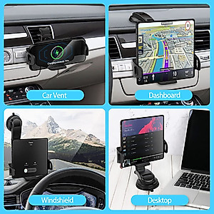 FULNEY Wireless Car Charger Mount, 15W Car Wireless Charger Holder for Air Vent & Dashboard, Compatible with Galaxy Z Fold 4/3/2/iPhone 14/13/12/11/X/8 Series/Samsung S22 Ultra/Note20