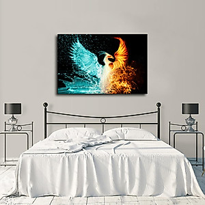 Ice and Fire Phoenix Nirvana Poster Canvas Print Wall Art Modern Bedroom Room Aesthetics Decoration Boys Women Gift Unframed and Framed (08x12inch-No Framed)