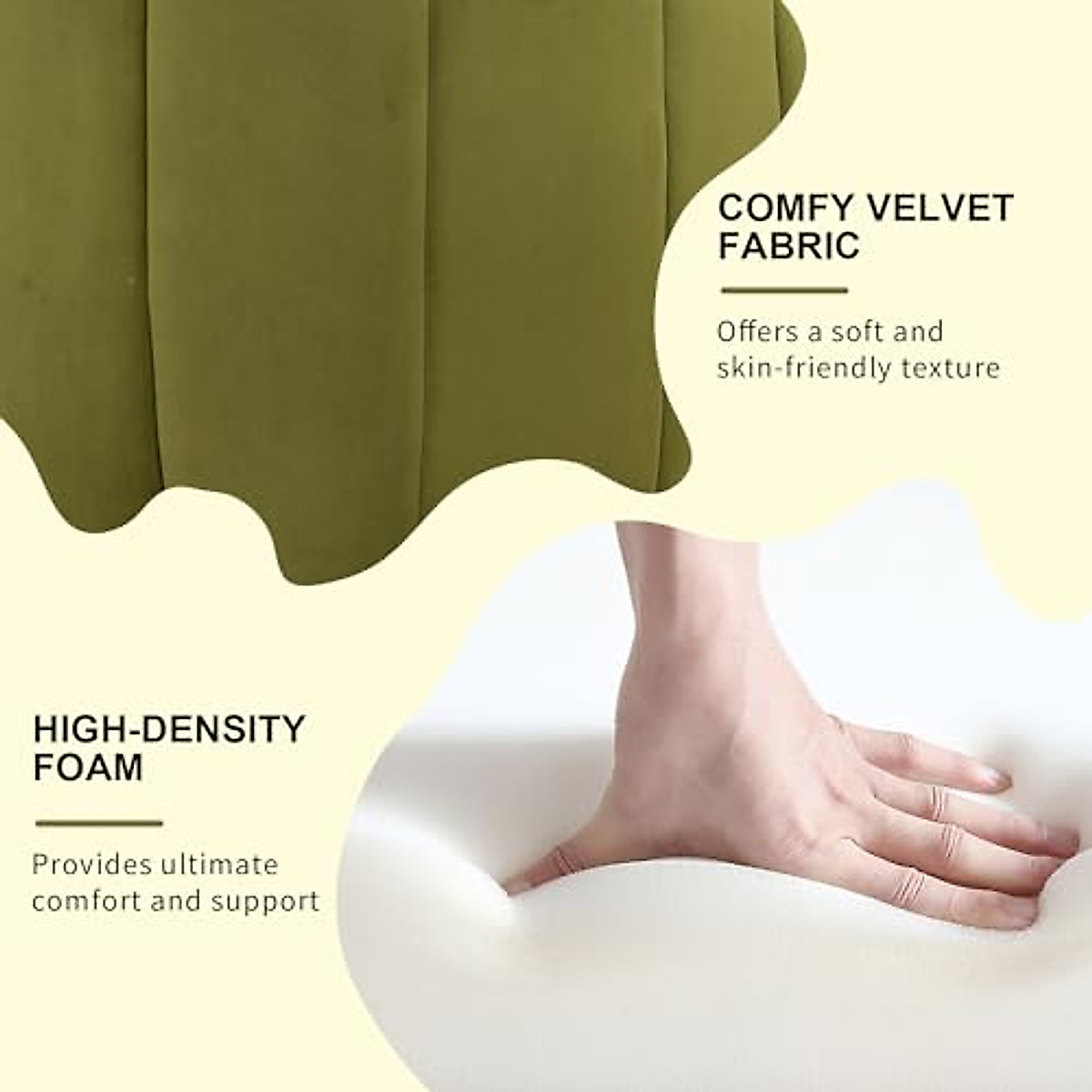 NIOIIKIT Modern Accent Chair with Ottoman, Velvet Upholstered Tufted Leisure Armchair, Single Sofa Reading Chair for Living Room, Bedroom, Office, Lounge (Olive Green)