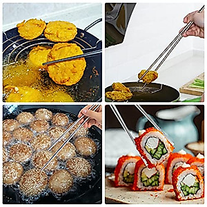 EORTA 3 Pairs Cooking Chopsticks 15.2 Inch Extra Long Stainless Steel Chopsticks with Non-slip Threaded for Hot Pot, Cooking, Frying, Noodle Chopsticks, Dishwasher Safe, Silvery