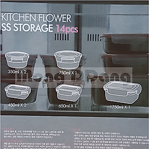 [KITCHEN FLOWER] Stainless Steel SS Storage Airtight container Set 14P (Including Lids) BPA Free