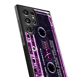 Cassette Tape Clear Pink Personalized Black Rubber Phone Case Compatible With Samsung Galaxy S23 S23+ Ultra S22 S22+ S21 S21FE S21+ S20FE S20+ S20 Note 20 S10 S10+ S10e