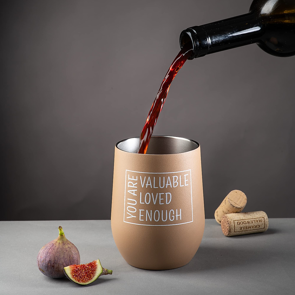 DIVERSEBEE Inspirational Gifts for Women, Men, Best Friend, Mom, Sister, Wife, Girlfriend, Boss, Coworker, Nurses, Thank You Encouragement Birthday Wine Gifts,Insulated Wine Tumbler with Lid (Latte)