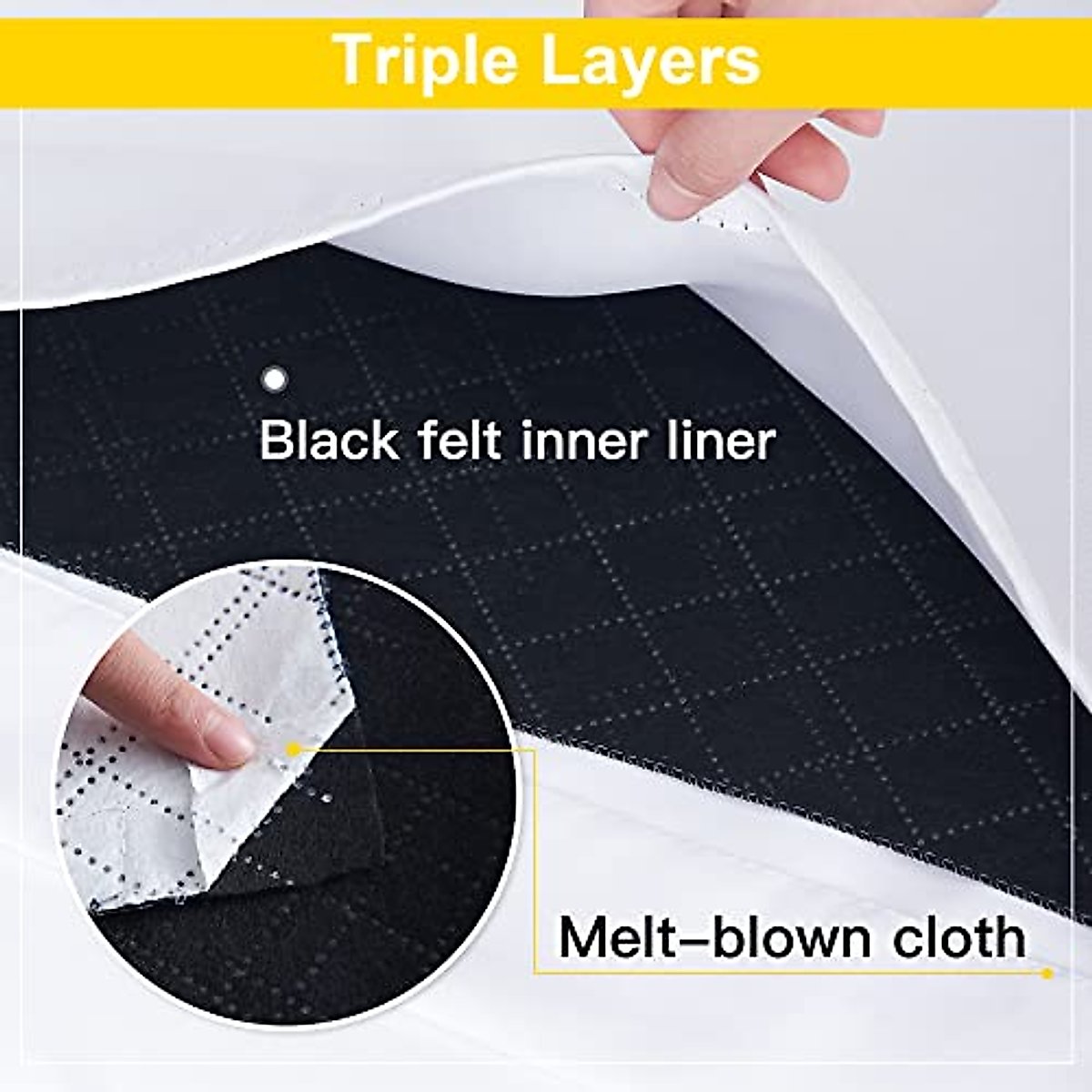 NICETOWN Dust Isolate Sound Barrier 100% Blackout Divider Curtains 84 inches Long, Non-Oily Particle, Noise, Cold & Cold Blocking Drapes Multiple Protection for Nursery/Daytime Sleep (White, 2 PCs)