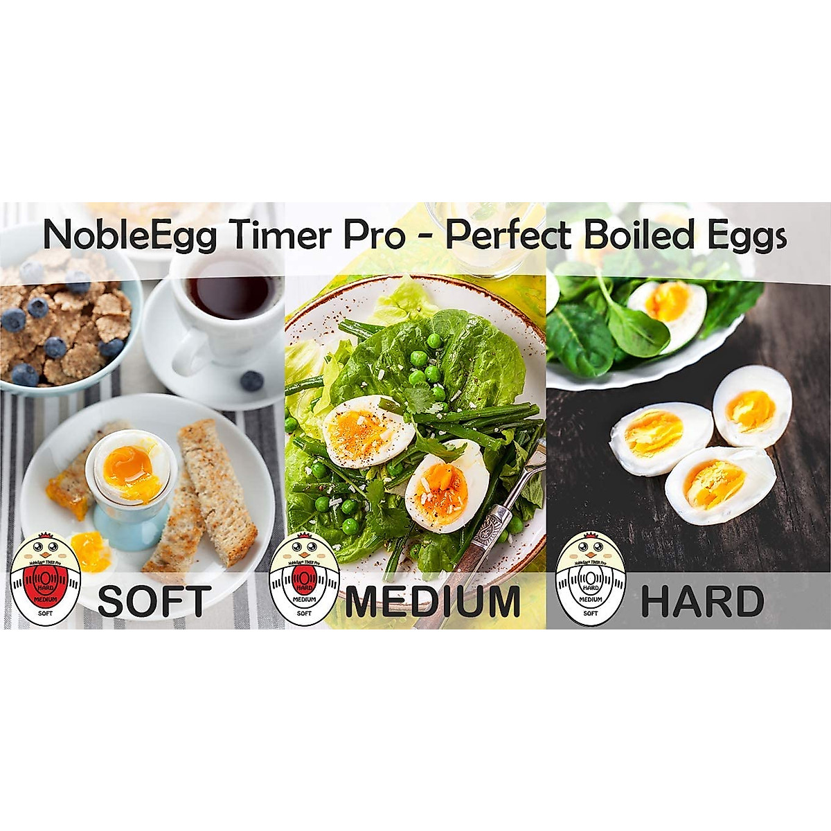 NobleEgg Egg Timer Pro | Soft Hard Boiled Egg Timer That Changes Color When Done | No BPA, Certified