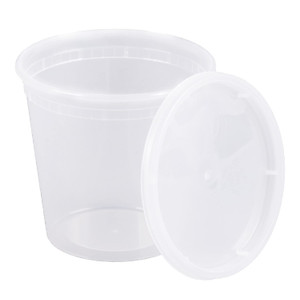 4U'LIFE Microwavable Translucent Plastic Deli Container and Lid Combo Pack (24 OZ (PACK OF 9))