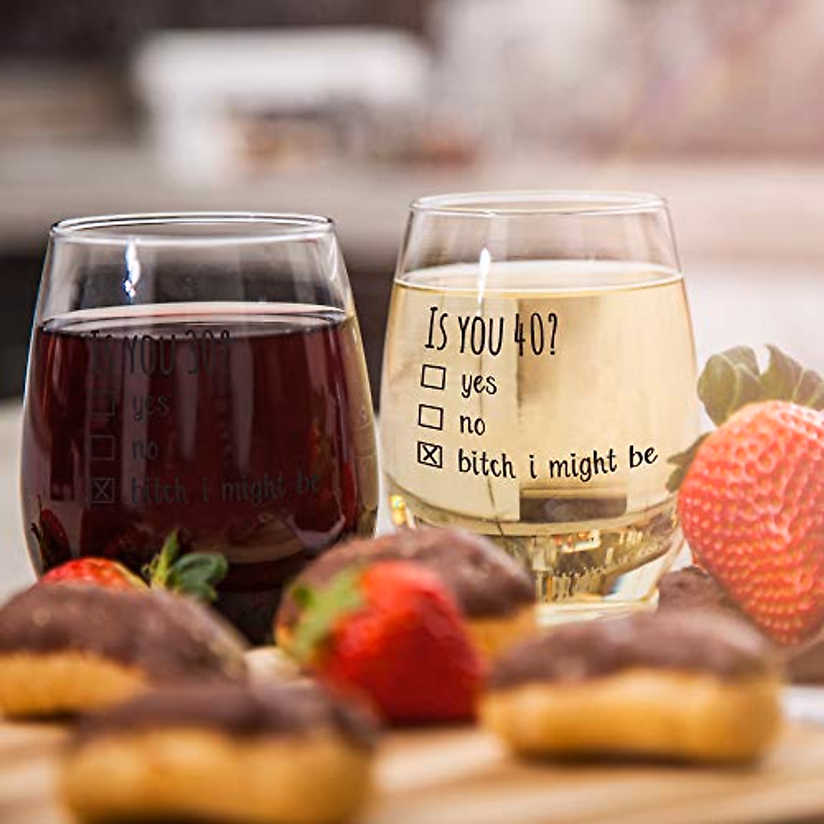 40th Birthday Gifts for Women and Men Wine Glass - Funny Is You 40 Gift Idea for Mom Dad Husband Wife – 40 Year Old Party Supplies Decorations for Him, Her - 15oz
