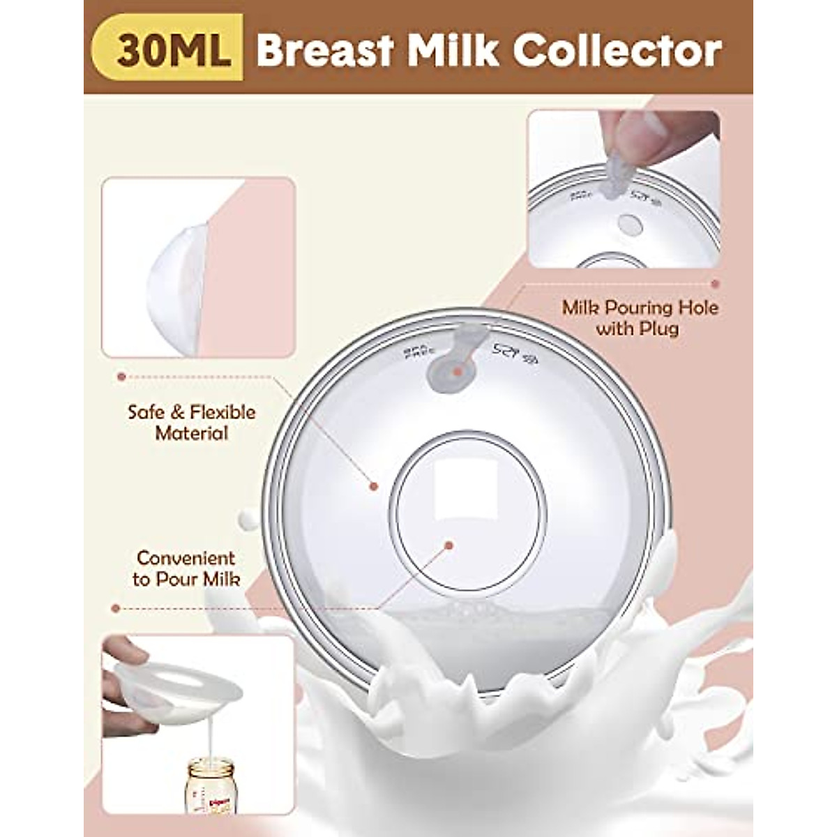 Lictin Milk Collector Catcher for Breastmilk - Breast Shells & Milk Catcher for Breastfeeding Relief (2 in 1), Protect Sore Nipples for Breastfeeding, Collect Breast Milk Leak for Nursing Moms