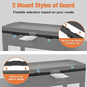 Koutemie Wind Guard for Blackstone 28" Griddle Accessories with Magnetic Grill Heat Shield, Heavy Duty Steel Wind Screens Compatible with Rear Grease Cup, Hood and Side Shelf, Black