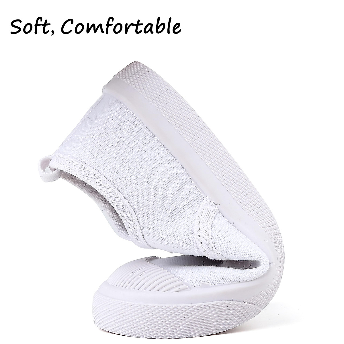 Boy's Girl's Toddlers Canvas Sneakers Slip-On Lightweight Kids Lace up White Sneakers Casual Skin-Friendly Walking Running Shoes Big Kids 1