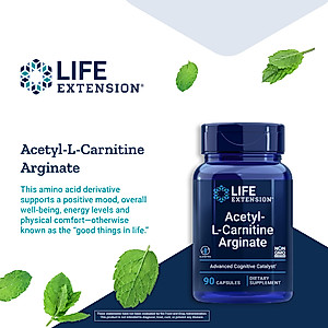 Life Extension Acetyl-L-Carnitine Arginate - Advanced Amino Acid Carnitine Supplement for Memory, Cognition, Cell Energy & Brain Health Support – Gluten-Free, Non-GMO – 90 Capsules