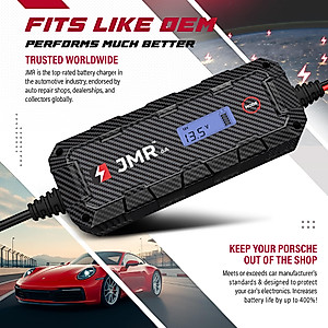 JMR Battery Charger for Porsche 911 Panamera Cayenne Macan Cayman 718 Boxter All Models Trickle Charger Conditioner Maintainer (No Lithium Mode)